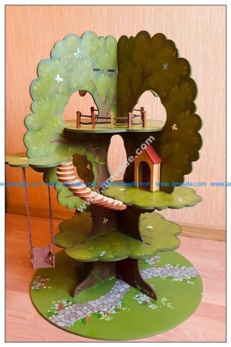 Laser Cut Tree House Model Kit – Download Vector