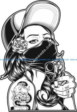 girl with gun vector art - Free Download Vector Files