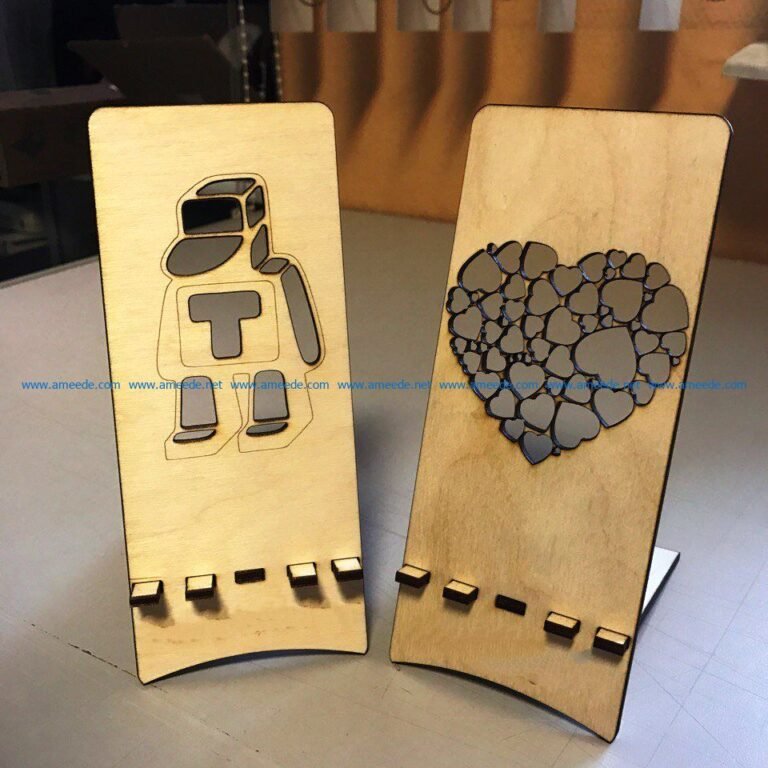 Heart phone holder and robot file cdr and dxf free vector download for ...