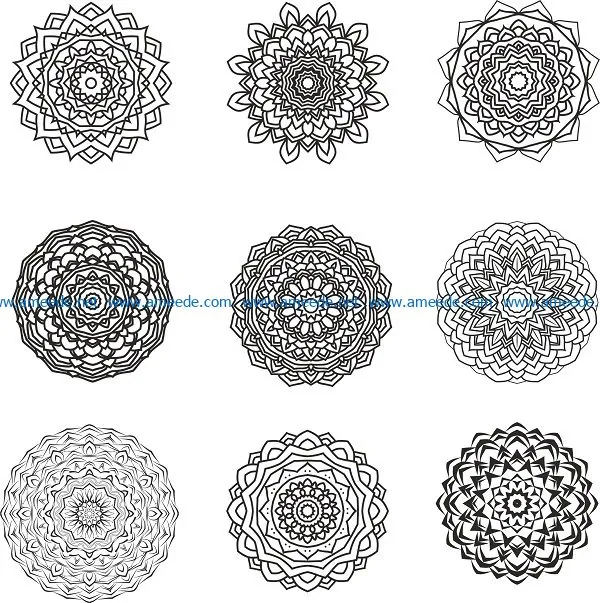 Mandala Design Set File Cdr And Dxf Free Vector Download For Print Or ...