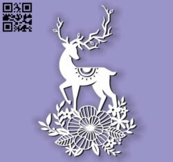 Deer with flowers E0010603 file cdr and dxf free vector download for ...