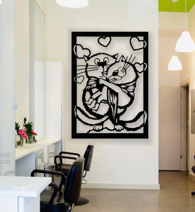 Cat wall decor E0019423 free vector download for laser cut plasma ...