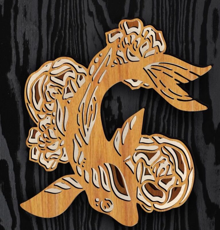 Multilayer koi E0019618 file cdr and dxf free vector download for laser ...