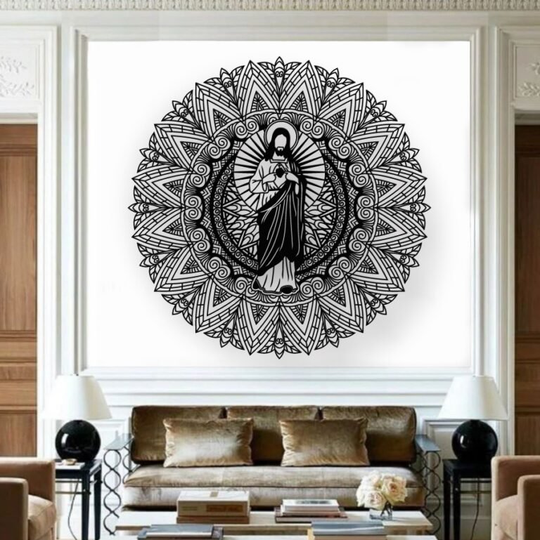The heart of Jesus with mandala E0019712 file cdr and dxf free vector ...