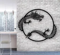 Screen Style Dragon Oriental Free Vector Download For Laser Cut CNC