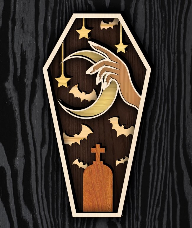 Layered coffin E0022610 file cdr and dxf pdf free vector download for ...