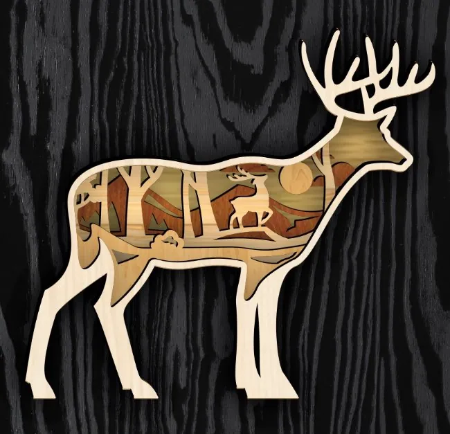 Layered Deer E0022518 File Cdr And Dxf Pdf Free Vector Download For ...