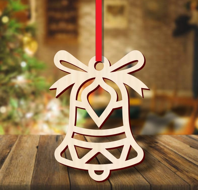 Christmas bell with bow ornament S0000922 file cdr and dxf pdf free ...