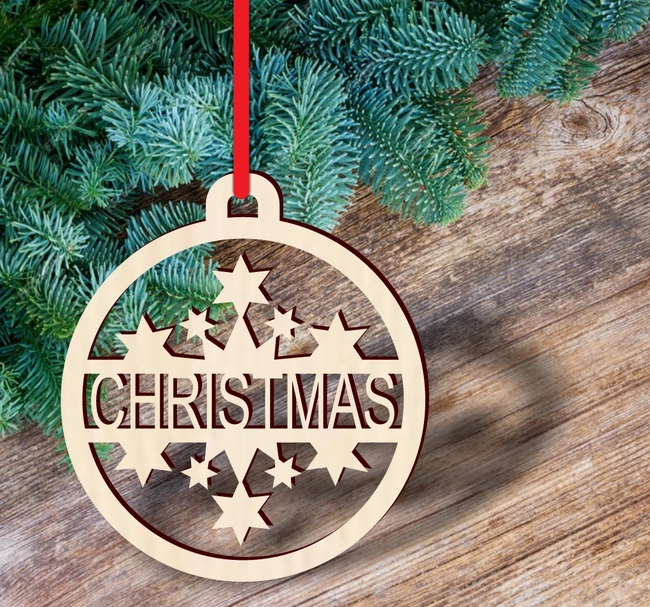 Personalized christmas bauble with stars S0001079 file cdr and dxf pdf ...