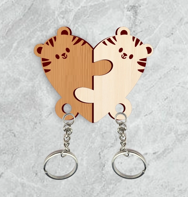 Tigers couple keychain E0023766 file cdr and dxf pdf free vector ...