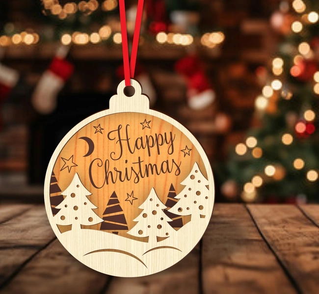Happy Christmas Ornament E0024524 file cdr and dxf pdf free vector ...