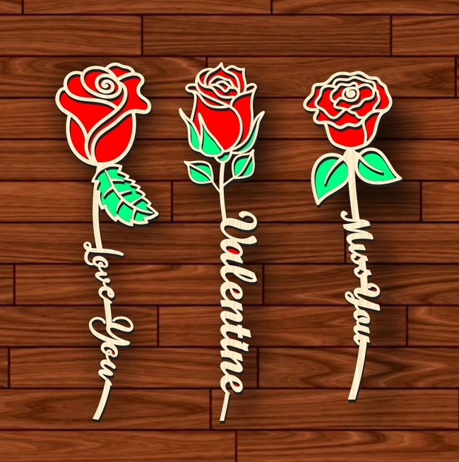 Valentine roses E0024745 file cdr and dxf pdf free vector download for ...