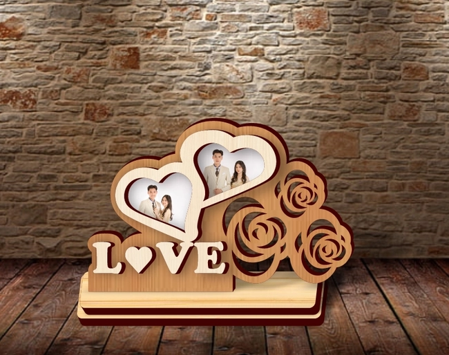 Rose And Heart Photo Frame L0000228 file cdr and dxf pdf free vector ...
